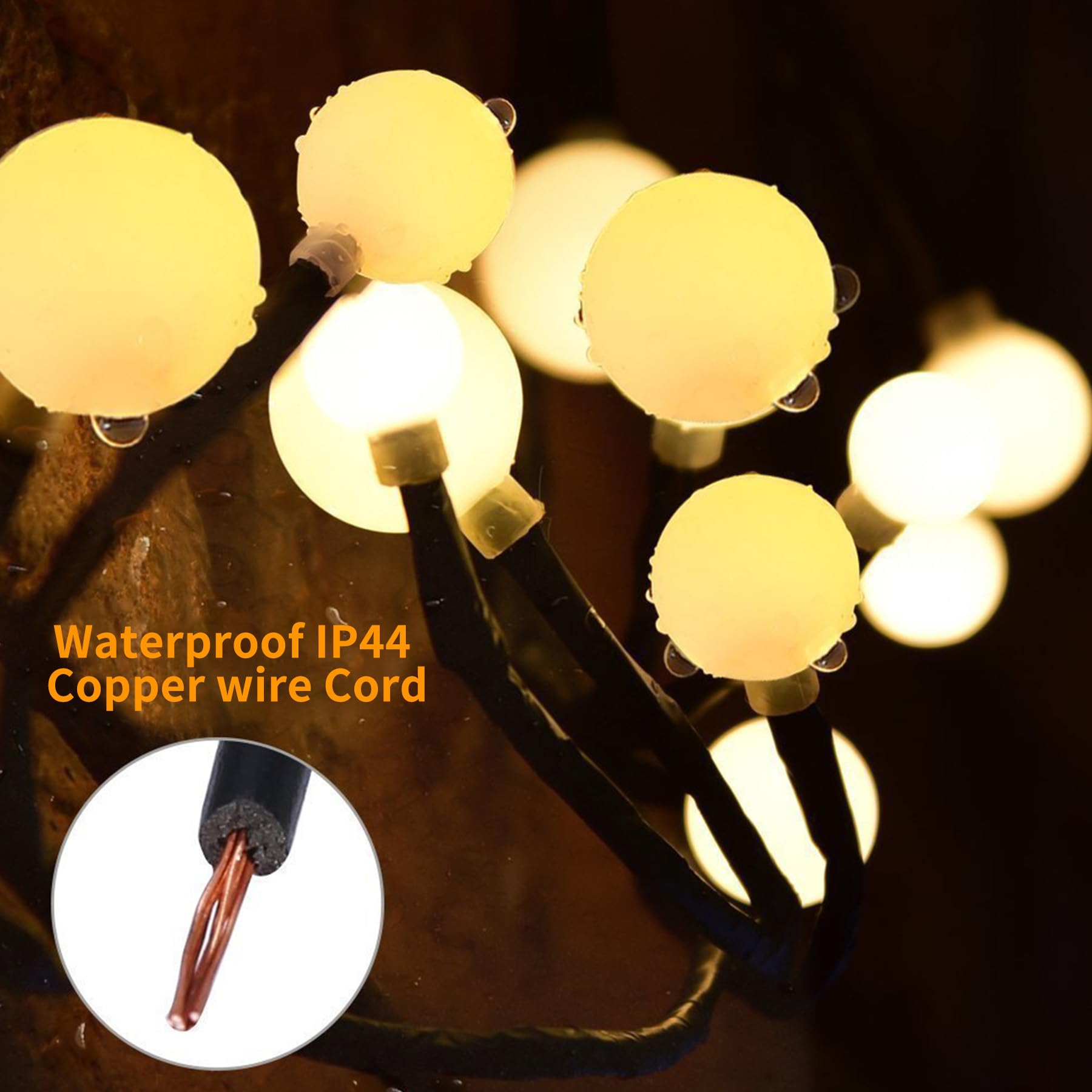Curtain Lights Indoor Outdoor, 8.3ft 8 Modes 72 Led Globe String Lights Plug in, Window Lights for Patio Garden Wedding Party Bookshelf, Christmas Decorations, Warm White