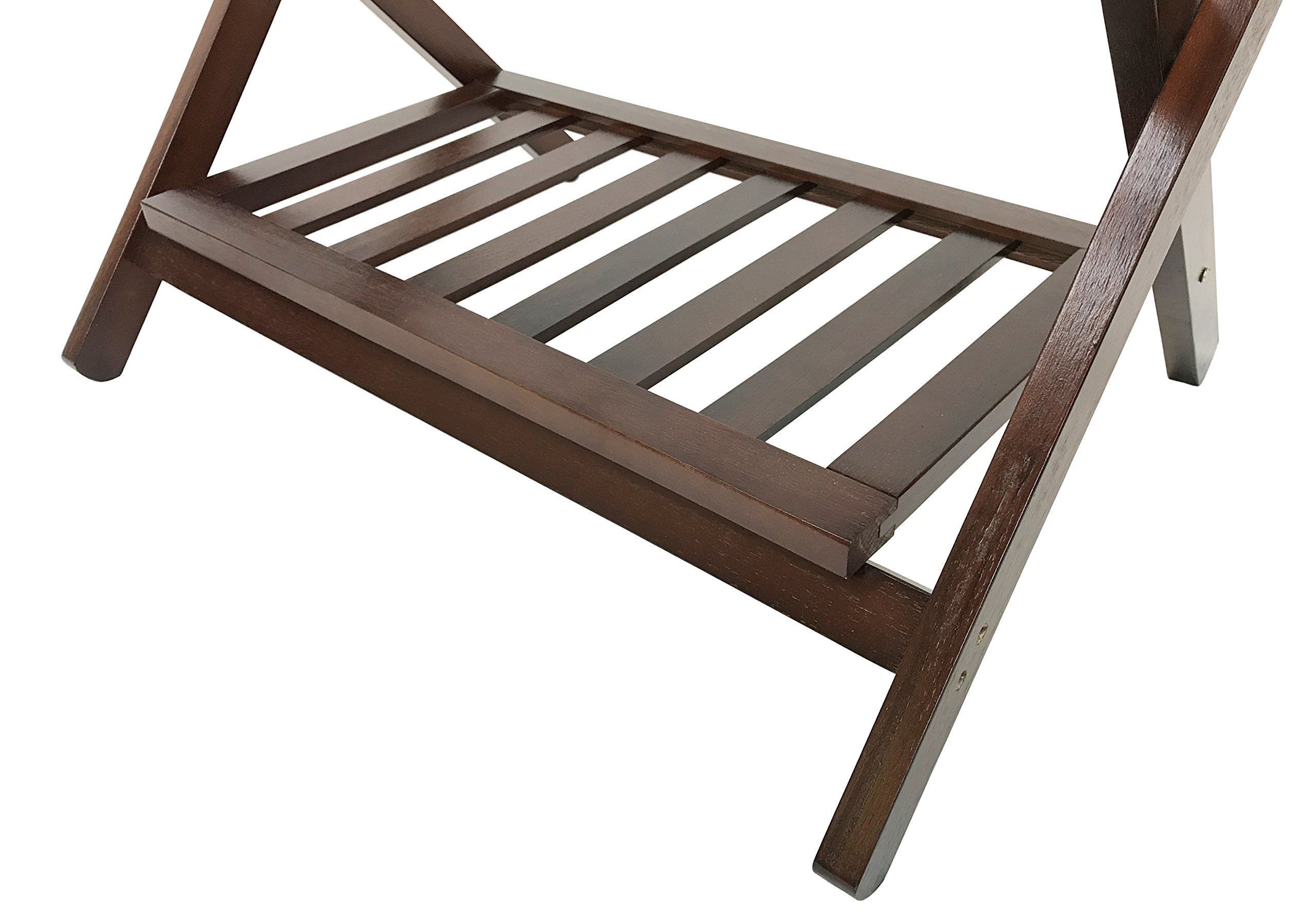 Wholesale Hotel Products Wooden Luggage Rack for Guest Room with Shoe Shelf - Fully Assembled Luggage Stand with Storage Shelf Foldable, Solid Wood Walnut -