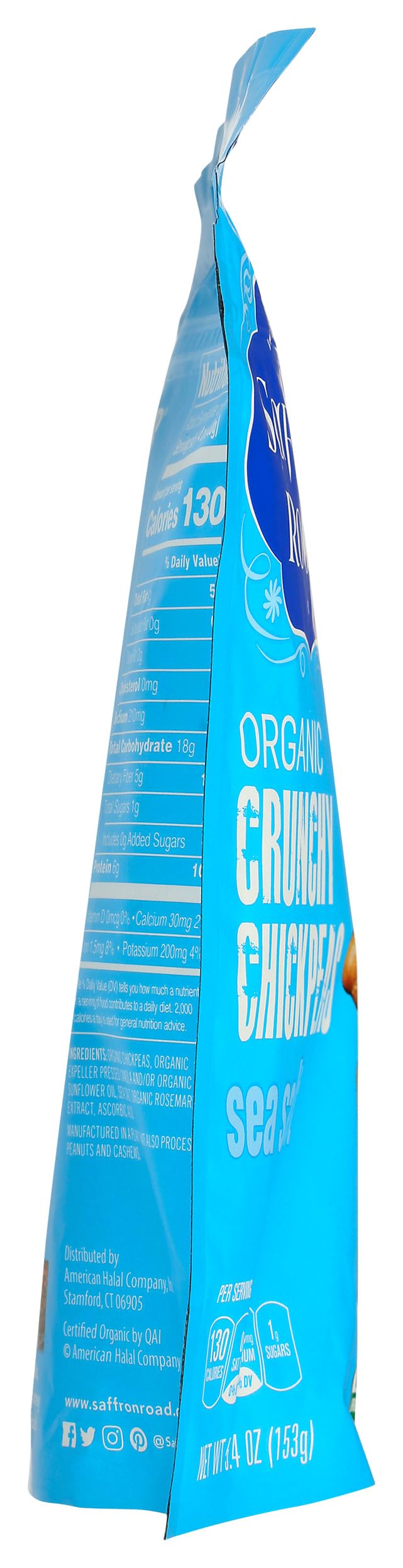 Saffron Road Organic Sea Salt Crunchy Chickpea Snack, 6oz - USDA Organic, Gluten Free, Non-GMO, Halal, Kosher, Vegan