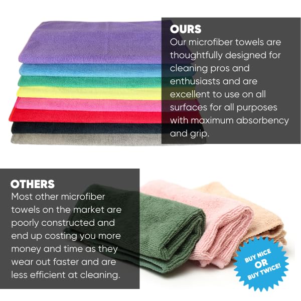 12" x 12" MW Pro Multi-Surface Microfiber Cleaning Cloths | Pink - 12 Pack | Premium Microfiber Towels for Cleaning Glass, Kitchens, Bathrooms, Automotive, Supplies & Products