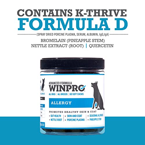 WINPRO Pet Allergy Grain-Free Plasma-Powered Soft Chews, 60 Chews, Natural Blood Protein Supplements for Dogs Providing Relief from Itchy, Irritated Skin, Made in The USA