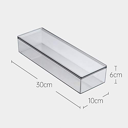 AIYoo Transparent Flatware Tray Kitchen Drawer Organizer With Lid - Plastic Kitchen Cutlery Tray and Utensil Silverware Storage Container with Cover - Dinnerware Holder for Camper Picnic