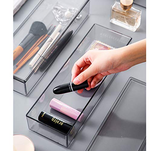 AIYoo Transparent Flatware Tray Kitchen Drawer Organizer With Lid - Plastic Kitchen Cutlery Tray and Utensil Silverware Storage Container with Cover - Dinnerware Holder for Camper Picnic