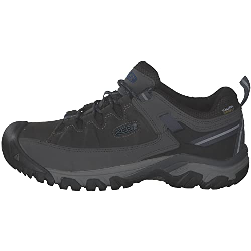 KEEN Men's Targhee 3 Low Height Waterproof Hiking Shoes, Steel Grey/Captains Blue, 10.5