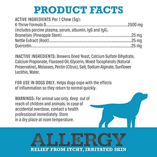 WINPRO Pet Allergy Grain-Free Plasma-Powered Soft Chews, 60 Chews, Natural Blood Protein Supplements for Dogs Providing Relief from Itchy, Irritated Skin, Made in The USA