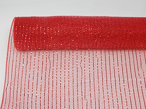 Floral Supply Online - 10 inch x 30 feet Red Metallic Mesh Ribbon. The Exclusive Metallic Red Mesh with A Unique Touch of Color and Sparkle.