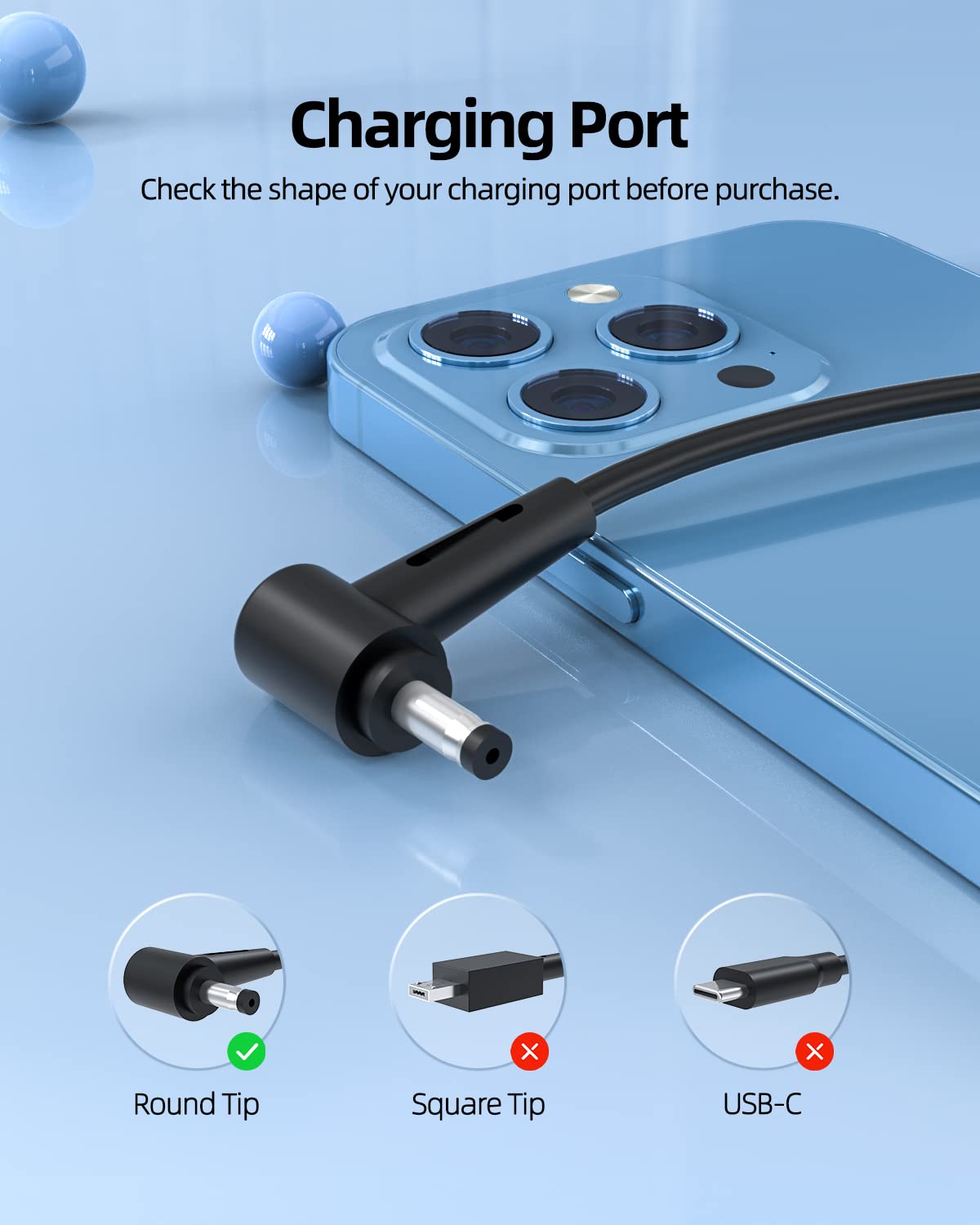 Laptop Charger Fit for Asus Chromebook C202 C202S C202SA C202SA-YS01 C202SA-YS02, (UL Safety Certified), Round Connector, 33W