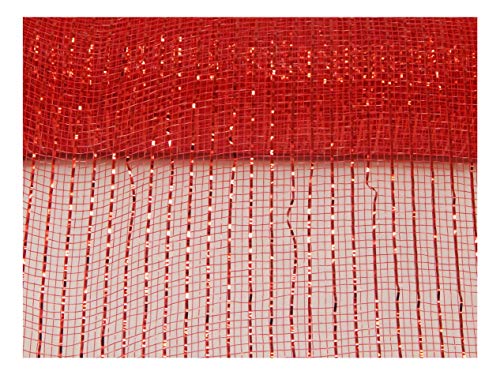 Floral Supply Online - 10 inch x 30 feet Red Metallic Mesh Ribbon. The Exclusive Metallic Red Mesh with A Unique Touch of Color and Sparkle.
