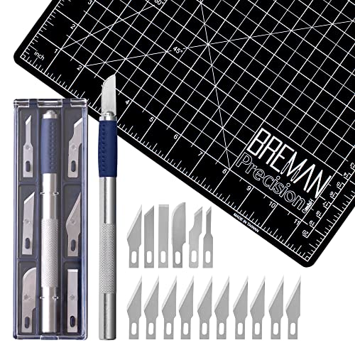WA Portman Craft Knife Set & Craft Cutting Mat - 9x12 inch 2-sided Self-Healing Craft Cutting Board & 7pc Hobby Knife Set with 10 Extra Blades - Precision Knife with Blades & Hobby Cutting Mat Set