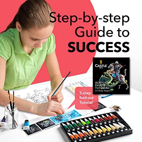 Castle Art Supplies 48 x 22ml Acrylic Paint Set | All-inclusive Set for Beginners, Adult Artists | Premium Quality Intense Colours | Smooth to Use on Range of Surfaces | In Impressive Presentation Box