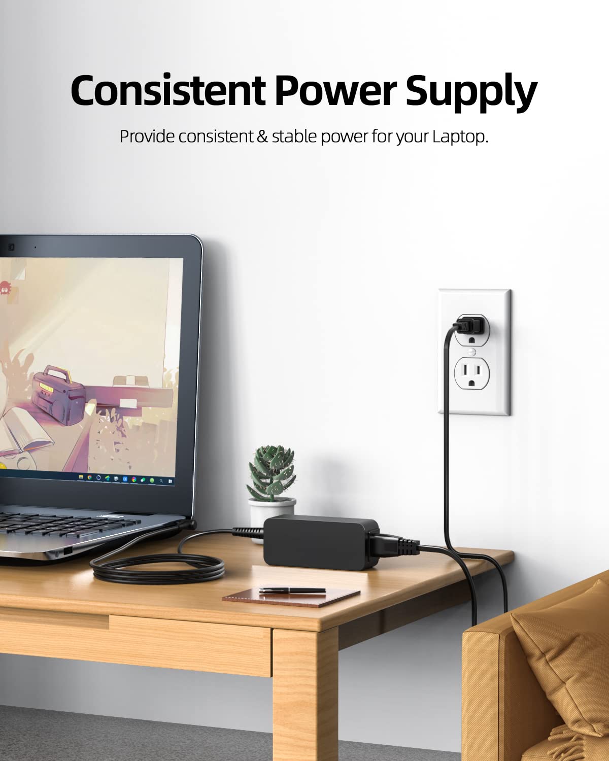 Laptop Charger Fit for Asus Chromebook C202 C202S C202SA C202SA-YS01 C202SA-YS02, (UL Safety Certified), Round Connector, 33W