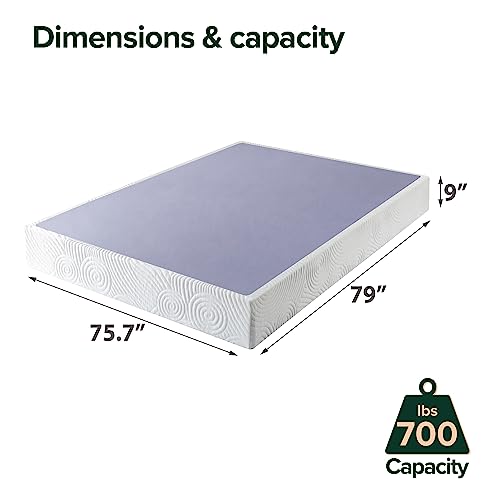 ZINUS Metal Box Spring with Wood Slats, 9 Inch Mattress Foundation, Sturdy Steel Structure, Easy Assembly, King