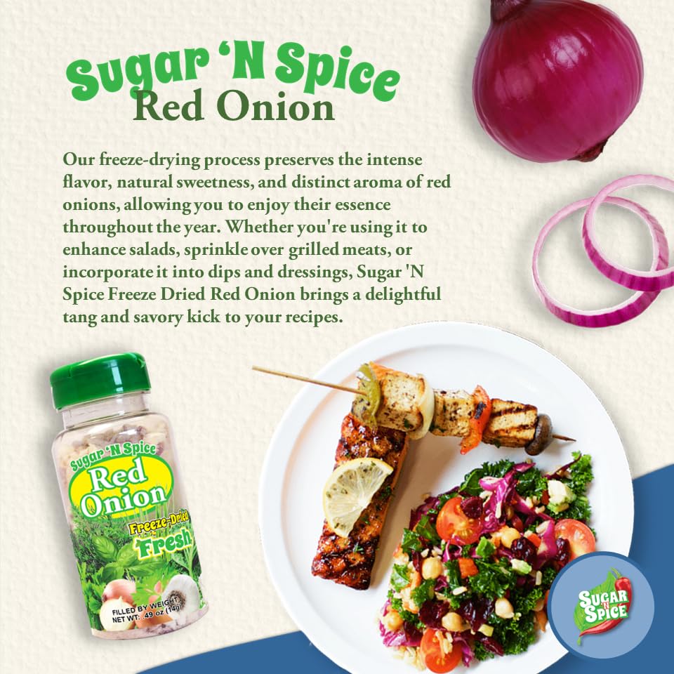 Sugar 'N Spice Premium Freeze-Dried Herbs & Spices, Strong Aroma and Fresh Flavor (Red Onion, 0.49 Ounce (Pack of 1))