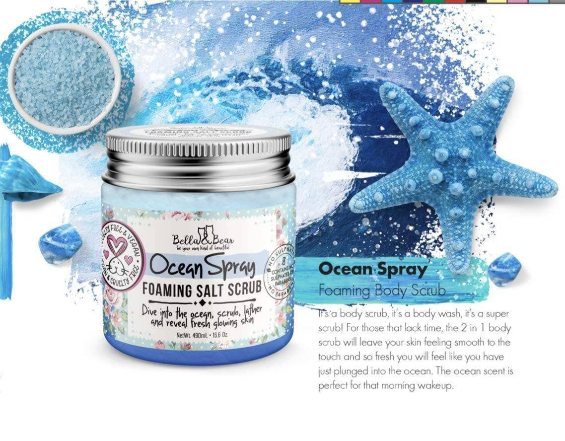 Bella & Bear Ocean Spray Body Scrub - Travel Size - Vegan 3.4oz (3.4 oz) (3.4 oz)
