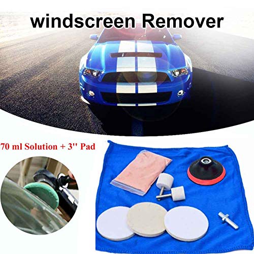 CALIDAKA 9pcs/Set Glass Polishing Kit, Car Windshield Polishing Kit, Scratch Removal Set, Deep Scratch Remover Ceric Dioxide Abrasive Discs Polish Pad Felt for Windscreen and Glass