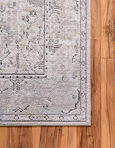 Rugs.com Oregon Collection Rug β 4 Ft Square Ivory Low-Pile Rug Perfect for Living Rooms, Kitchens, Entryways