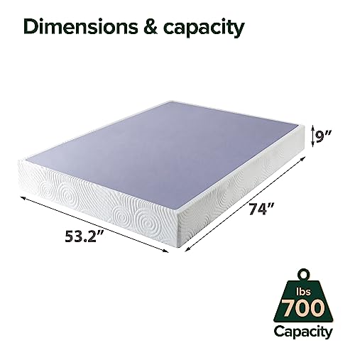 ZINUS Metal Box Spring with Wood Slats, 9 Inch Mattress Foundation, Sturdy Steel Structure, Easy Assembly, Full