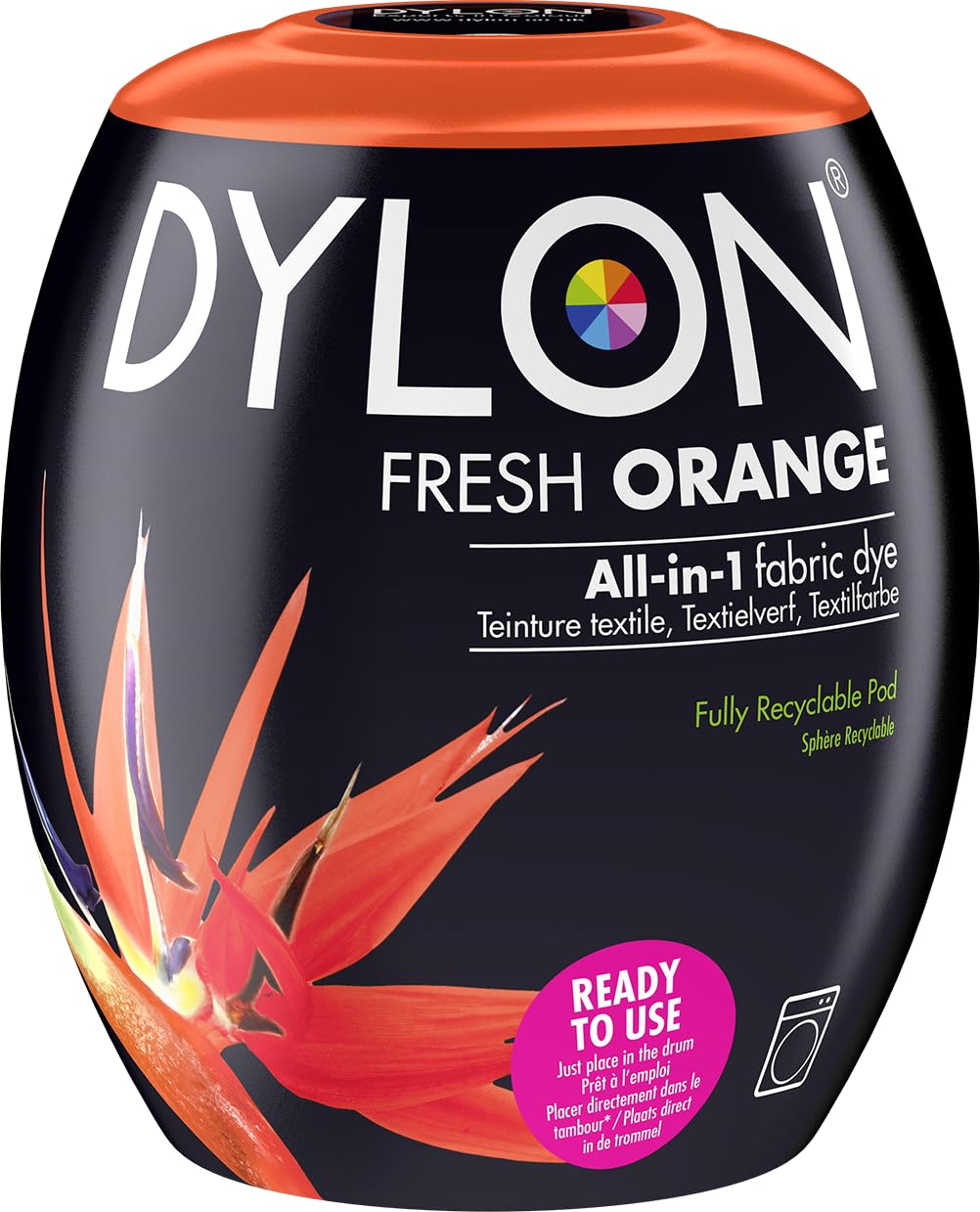 Dylon Washing Machine Fabric Dye Pod for Clothes & Soft Furnishings, Fresh Orange