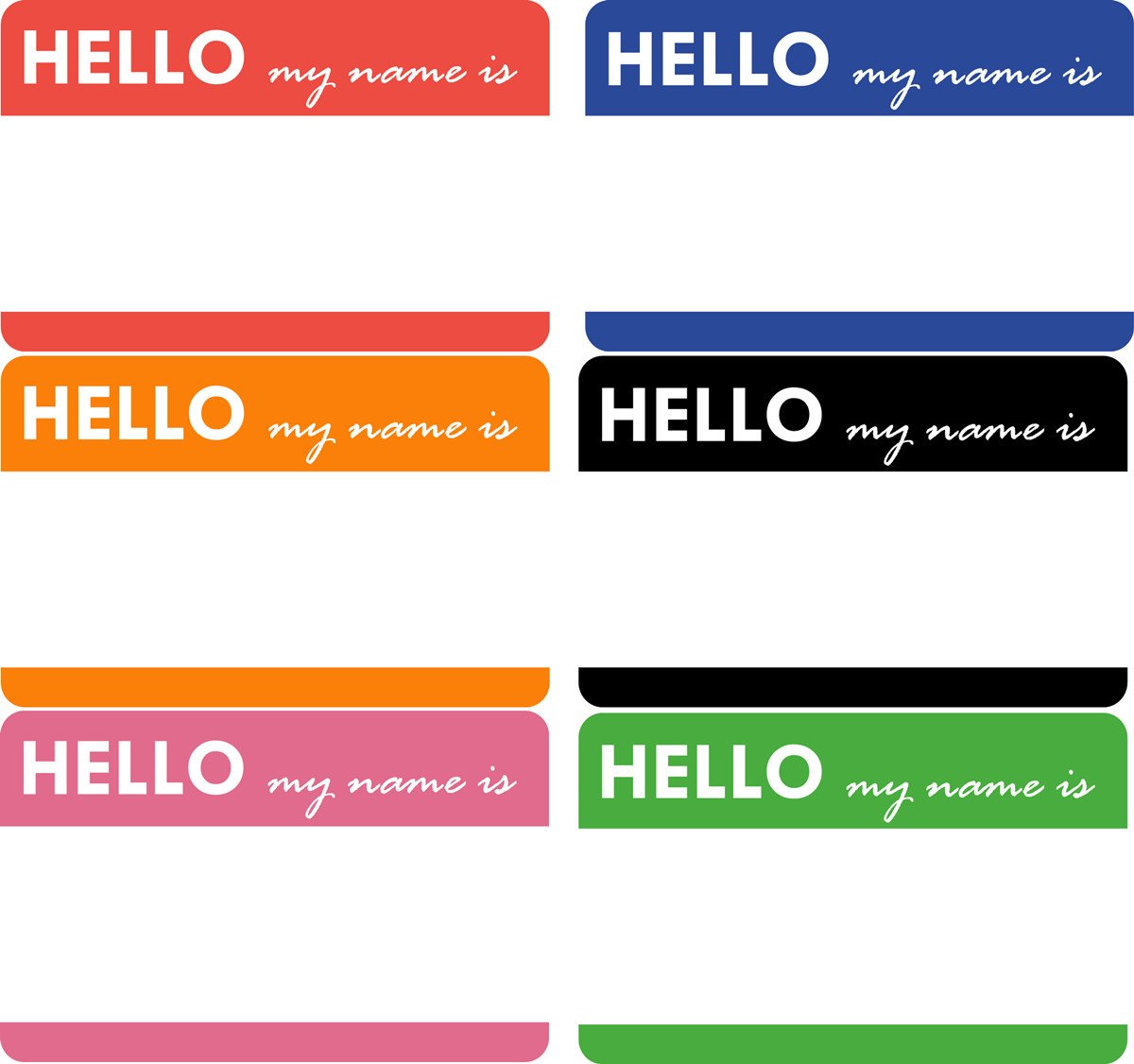Cualfec 300Pcs Hello My Name is Stickers Colorful Name Badge Stickers 3.5 x 2.25 inches - 6 Color per Sheet (50 Sheets)