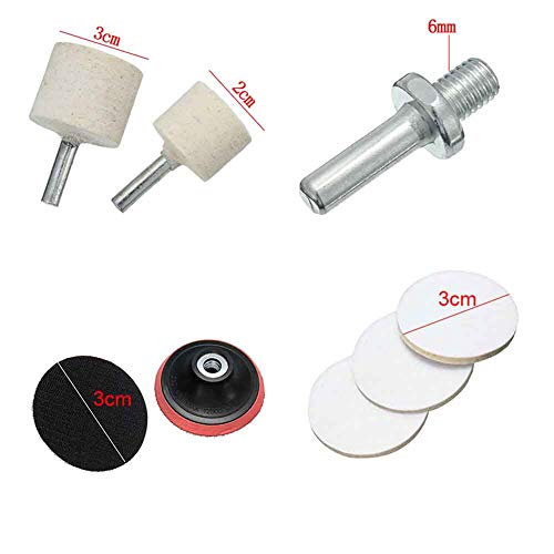 CALIDAKA 9pcs/Set Glass Polishing Kit, Car Windshield Polishing Kit, Scratch Removal Set, Deep Scratch Remover Ceric Dioxide Abrasive Discs Polish Pad Felt for Windscreen and Glass