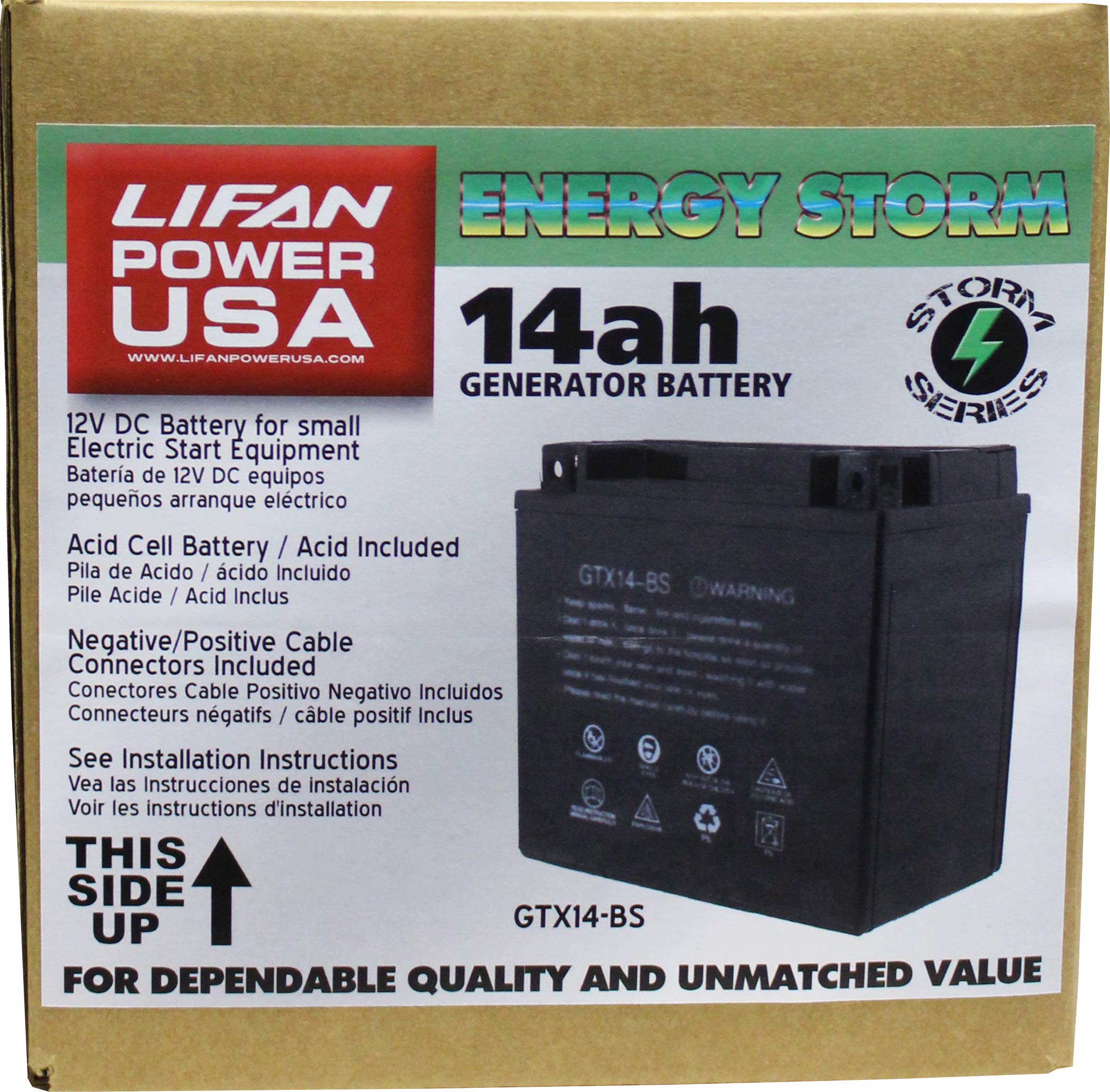 Lifan Energy Storm Acid Cell Starter Battery 12V 15 Amp