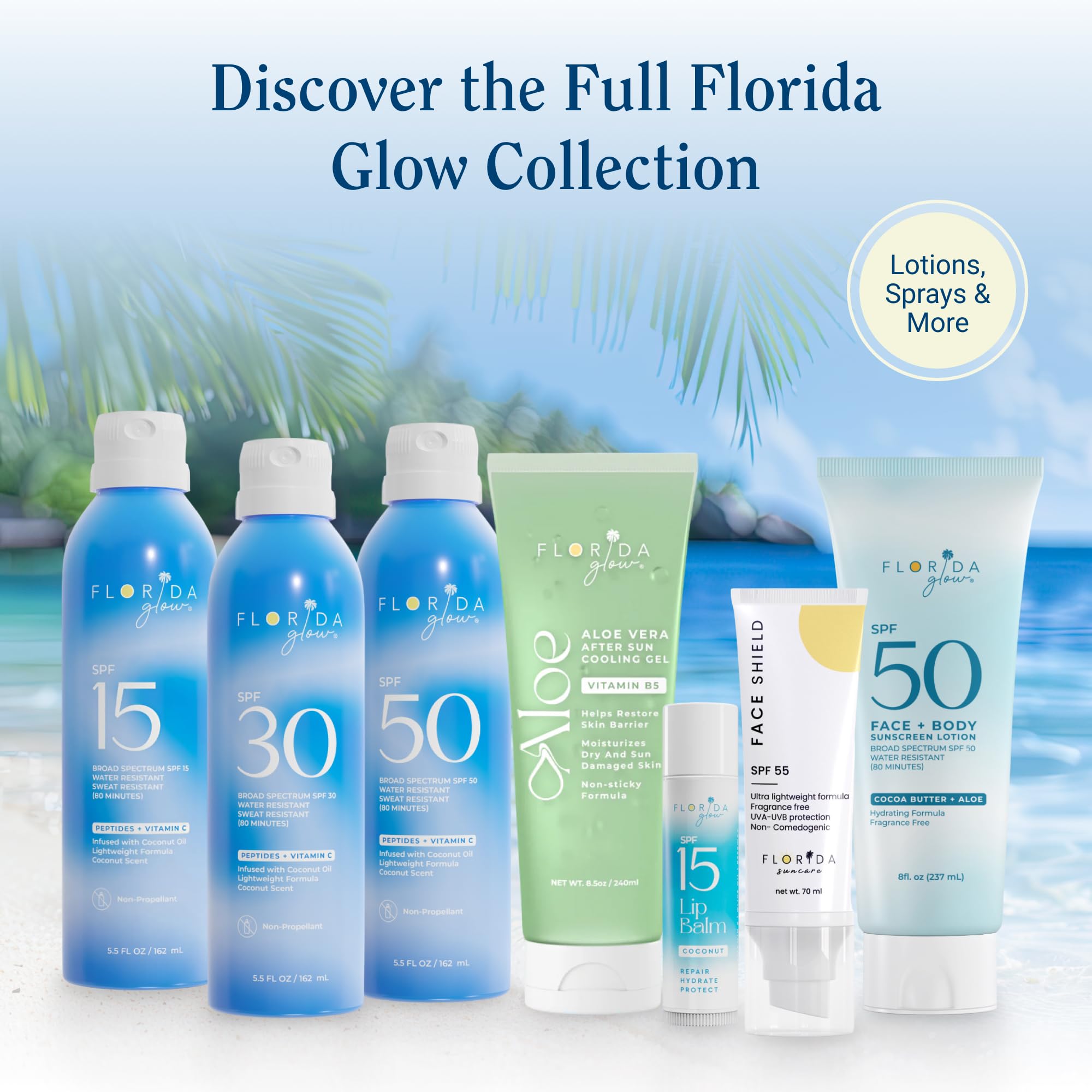 Florida Glow SPF 30 Sunscreen Spray - Hawaii 104 Reef Act & Florida Keys Compliant Broad Spectrum Water Resistant Sport Sun screen - Child Friendly Oxybenzone & Octinoxate Free (SPF 30 1-pack)