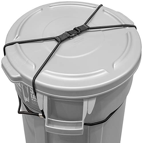 Encased Trash Can Lock for Animals/Raccoons, Bungee Cord Heavy Duty Large Outdoor Garbage Lid Lock (Trash Can NOT Included)