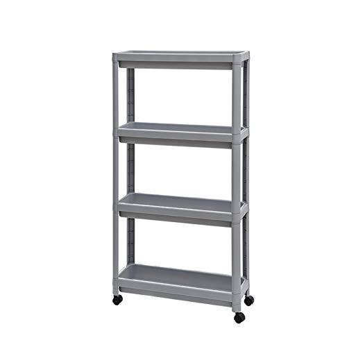 Jinby Slim Laundry Cart 4 Tier Mobile Shelving Unit Slide Out Storage Shelves for Kitchen Bathroom Laundry Narrow Places(Grey)