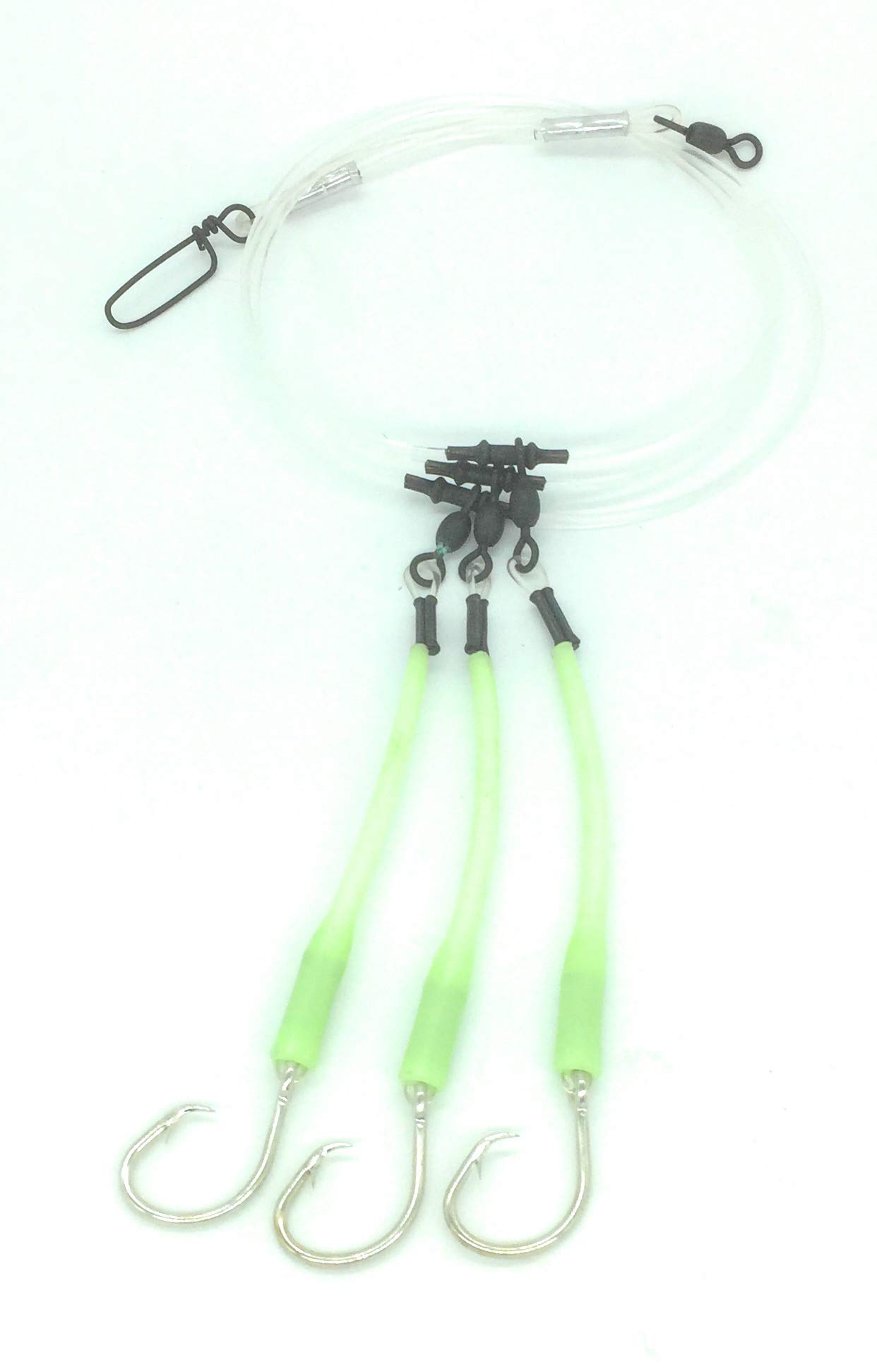 Deep Drop Tilefish Rig, 3 Mustad Circle Hooks with Glow Sleeve (10/0)