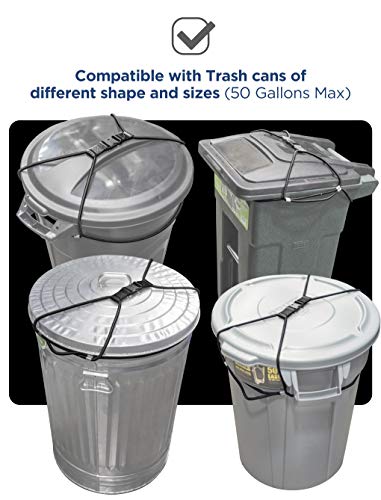 Encased Trash Can Lock for Animals/Raccoons, Bungee Cord Heavy Duty Large Outdoor Garbage Lid Lock (Trash Can NOT Included)