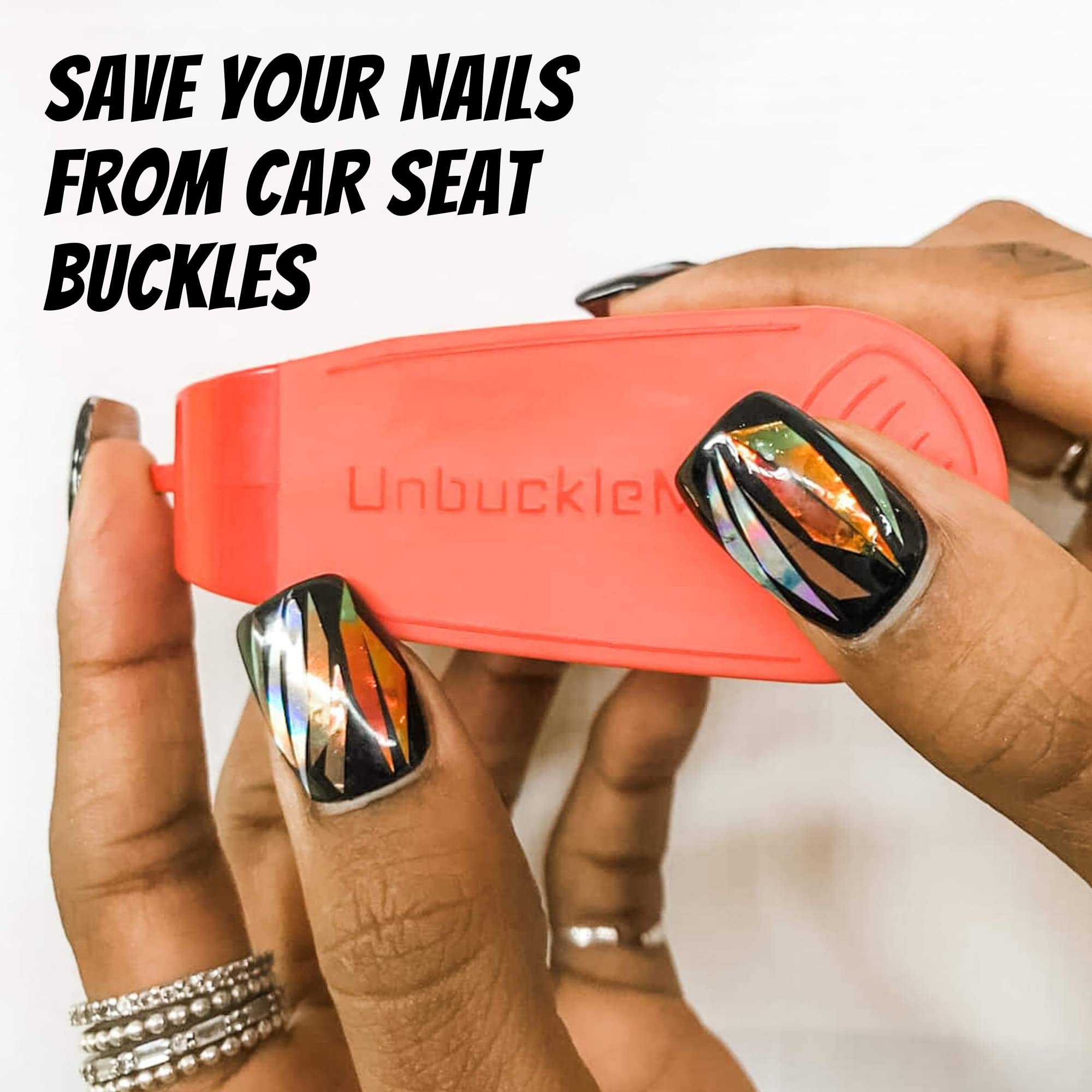 UnbuckleMe Car Seat Buckle Release Tool - Easy Opener Aid for Arthritis, Long Nails, Older Kids - Button pusher for infant, toddler, convertible 5 pt harness car seats - As Seen on Shark Tank (Red)