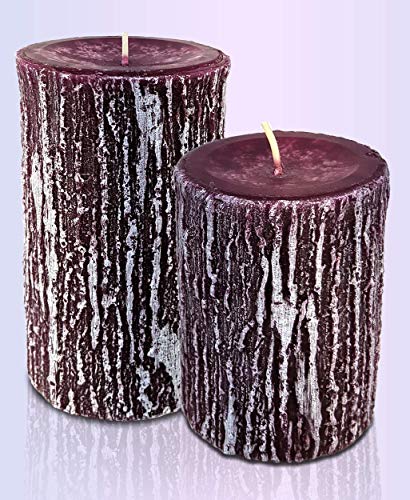 Hyoola Timberline Pillar Candles - 6 Pack - Purple Pillar Candles - European Made Rustic Pillar Candle - 3 Inch x 5 Inch