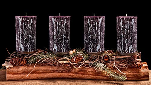 Hyoola Timberline Pillar Candles - 6 Pack - Purple Pillar Candles - European Made Rustic Pillar Candle - 3 Inch x 5 Inch