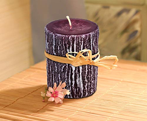 Hyoola Timberline Pillar Candles - 6 Pack - Purple Pillar Candles - European Made Rustic Pillar Candle - 3 Inch x 5 Inch