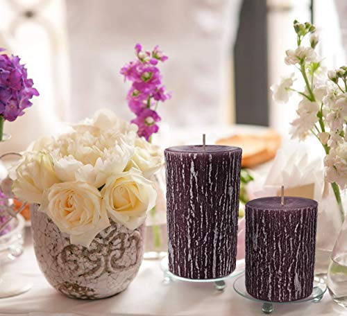 Hyoola Timberline Pillar Candles - 6 Pack - Purple Pillar Candles - European Made Rustic Pillar Candle - 3 Inch x 5 Inch