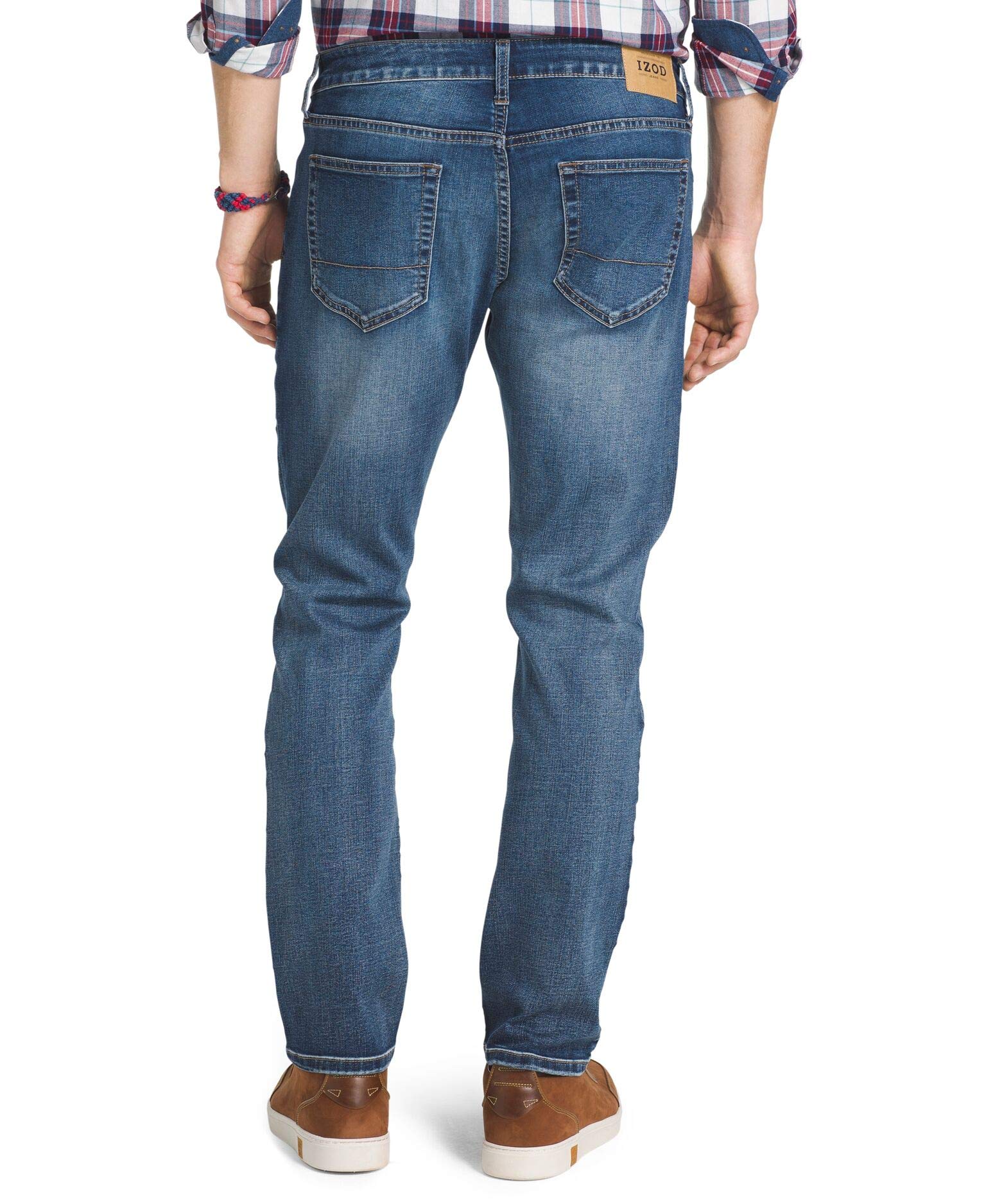 IZOD Men's Comfort Stretch Straight Fit Jean, Nautical Blue, 32x32