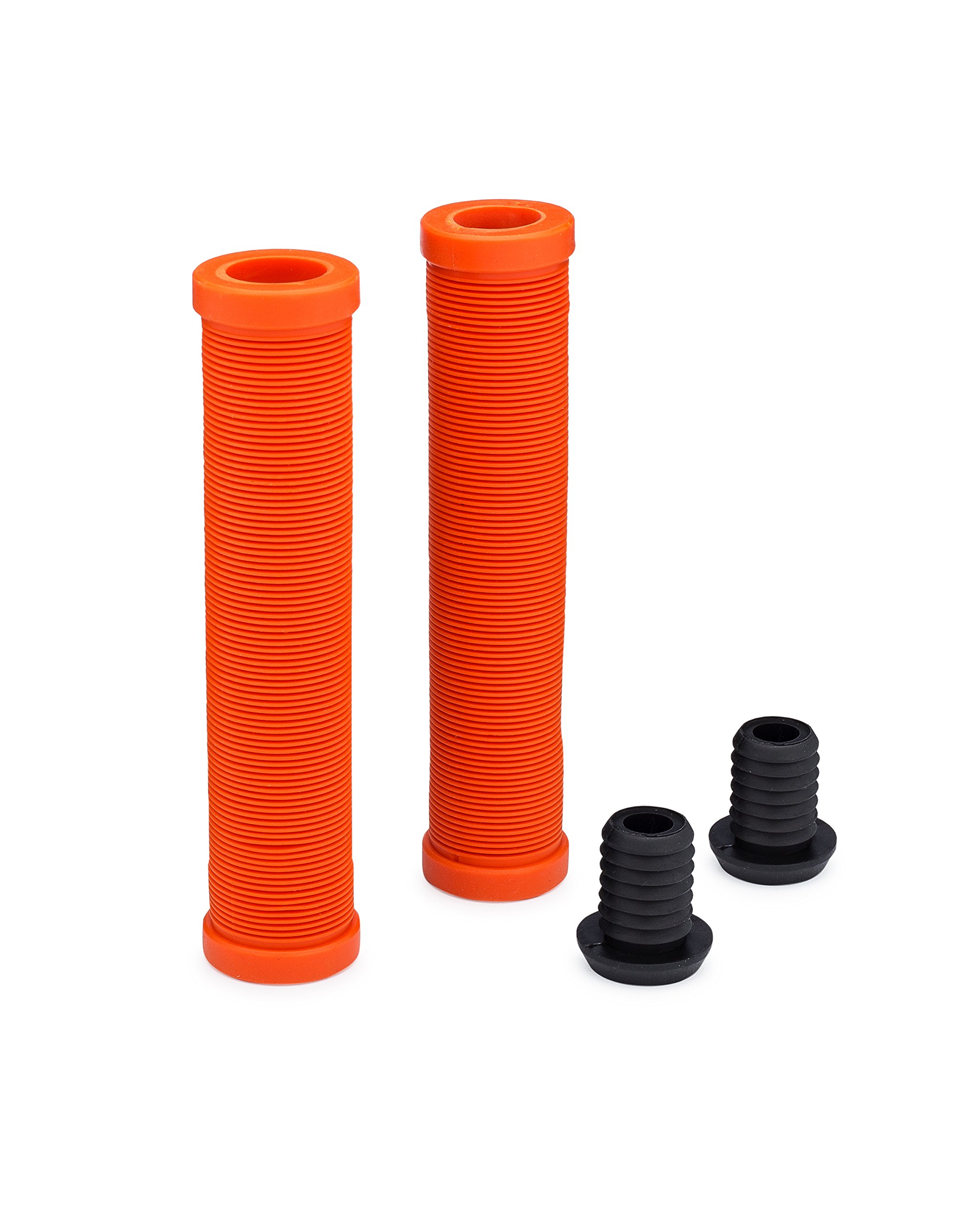 25NINE Ronin Grip Without Flange - Flangeless BMX Bike and Scooter Handlebar Grips with End Plugs - Orange