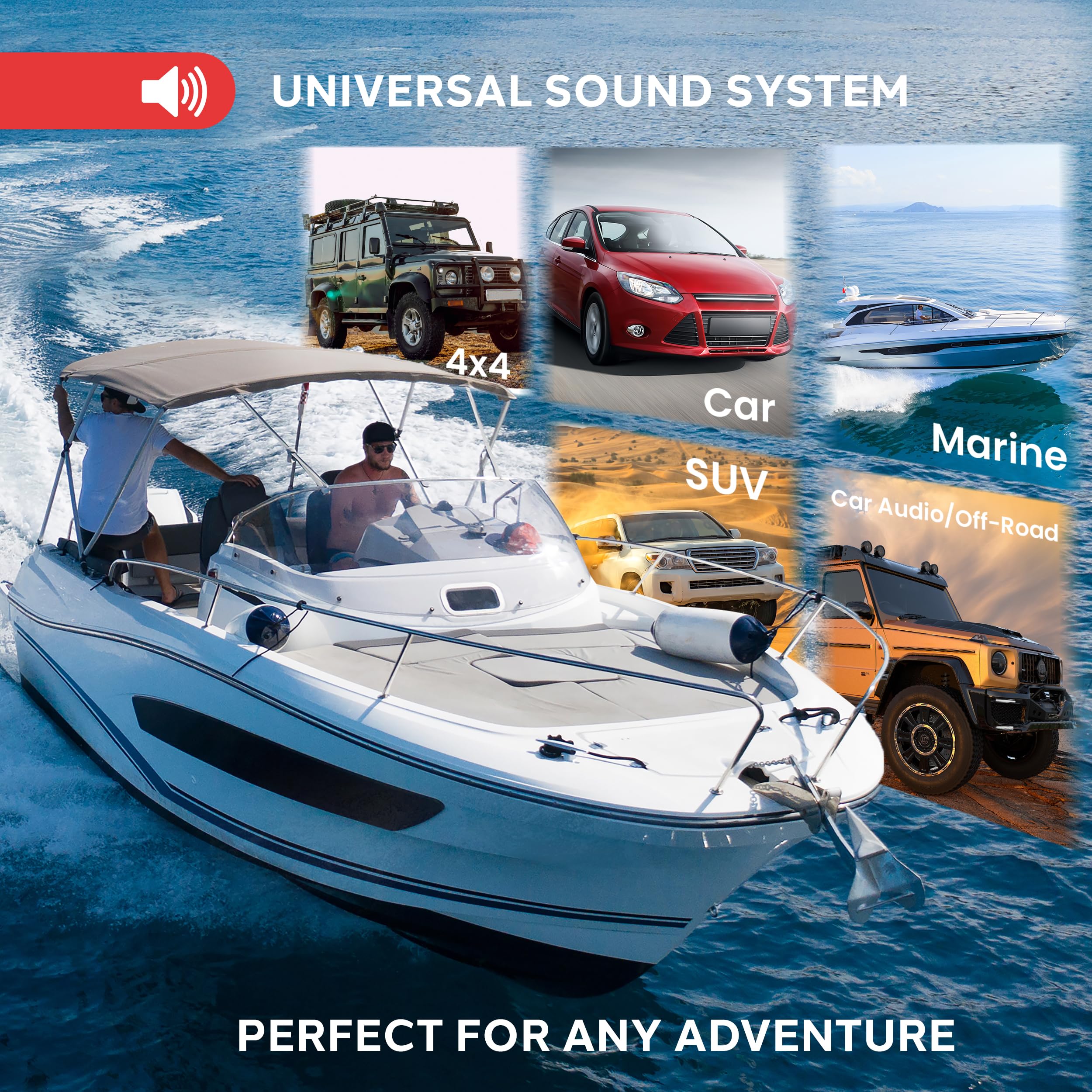Pyle Wireless Bluetooth Marine Audio Stereo - Kit w/ Single DIN Universal Size Radio Receiver, Hands-Free Calling, 6.5" Waterproof Speakers, CD Player, MP3/USB/SD Readers & AM/FM Radio
