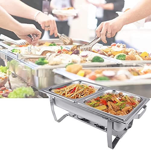 Valgus 2-Pack 8QT Stainless Steel Chafing Dish Buffet Chafer Set with Foldable Frame Water Trays, 2 Full Size, 4 Half Food Pans for Wedding, Parties, Banquet, Catering Events