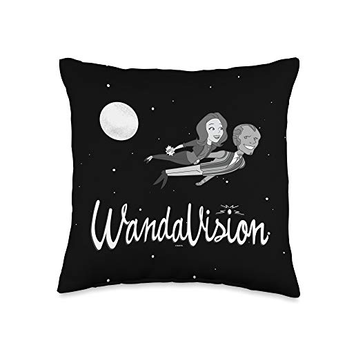 Marvel WandaVision Wanda and Vision 60s Moonlight Flight Throw Pillow, 16x16, Multicolor