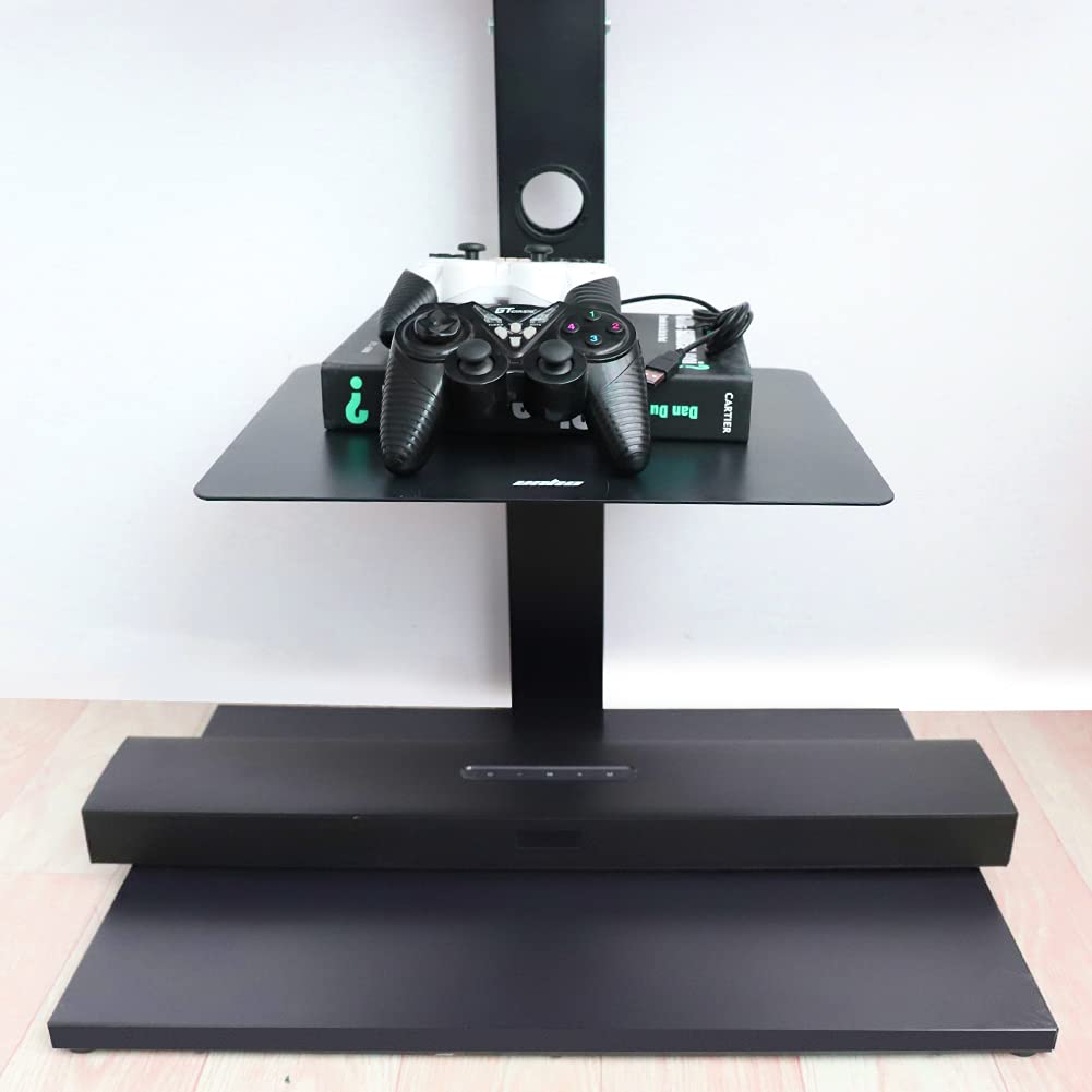unho Floor TV Stand Free-standing: 65 inches TV Mount Stand with Height Adjustable Tilt Bracket and 2 AV Shelves Base for Most Large Flat Screens Televisions