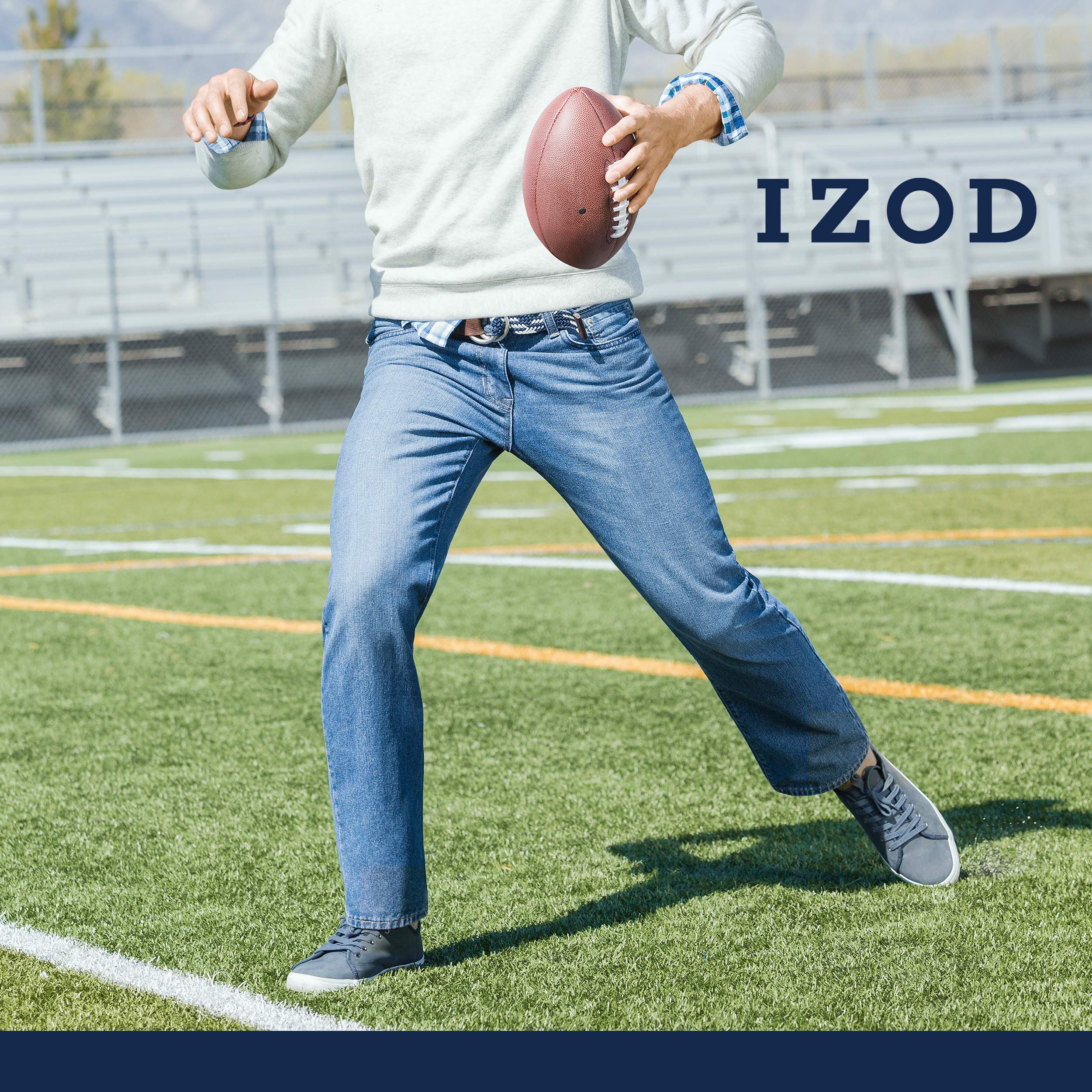 IZOD Men's Comfort Stretch Straight Fit Jean, Nautical Blue, 32x32