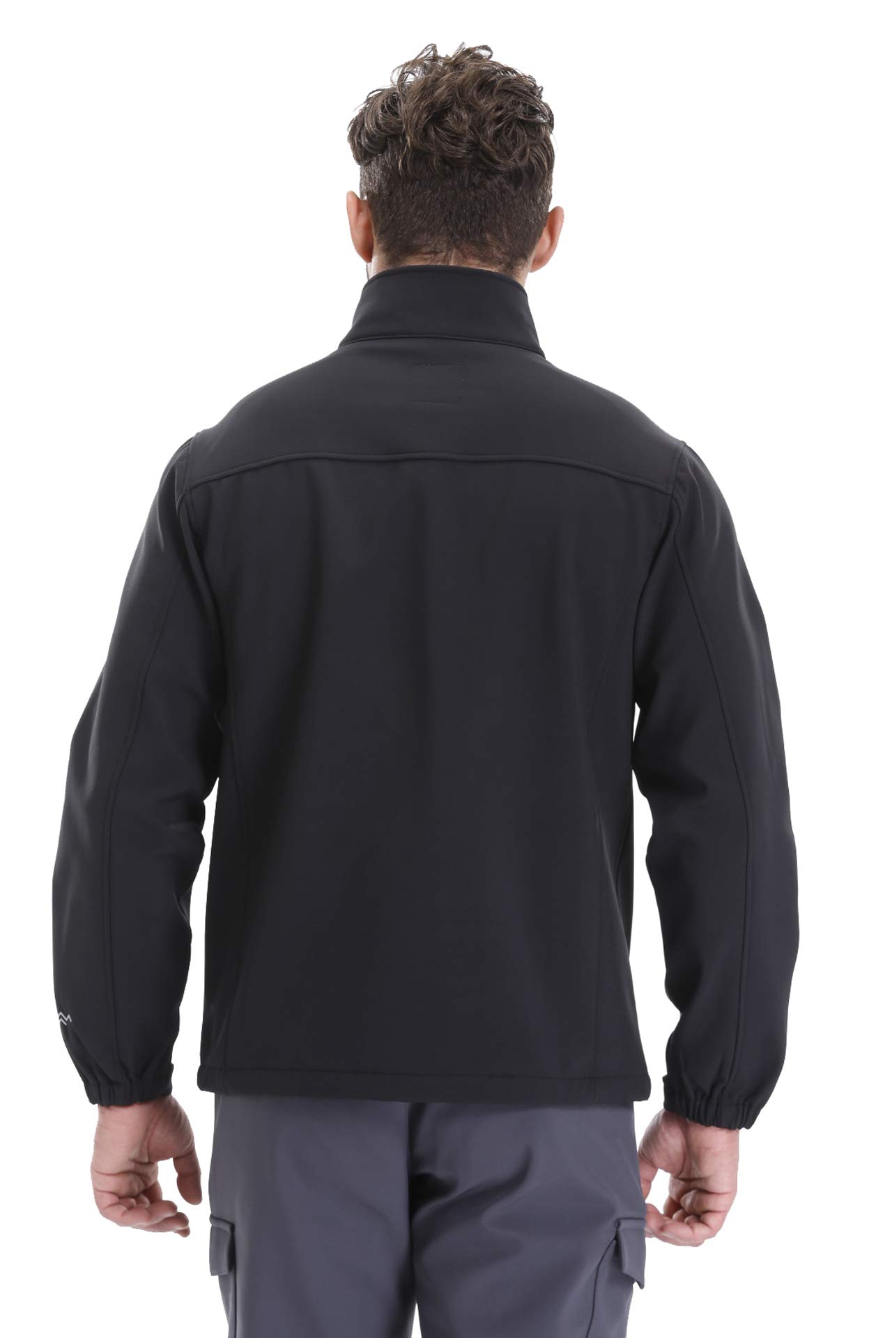 TRAILSIDE SUPPLY CO. Men's Softshell Jacket Fleece Lined Windbreaker,Lightweight Water Resistant Winter Coat,Black, 3XL