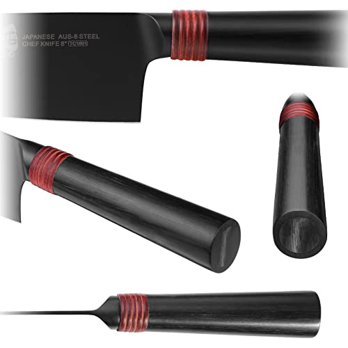 TUO Japanese Chef Knife Professional Chefs Knife 8 inch, AUS-8 Steel Kitchen Knife for Home Restaurant, Ergonomic Pakkawood Handle with Sheath and Gift Box