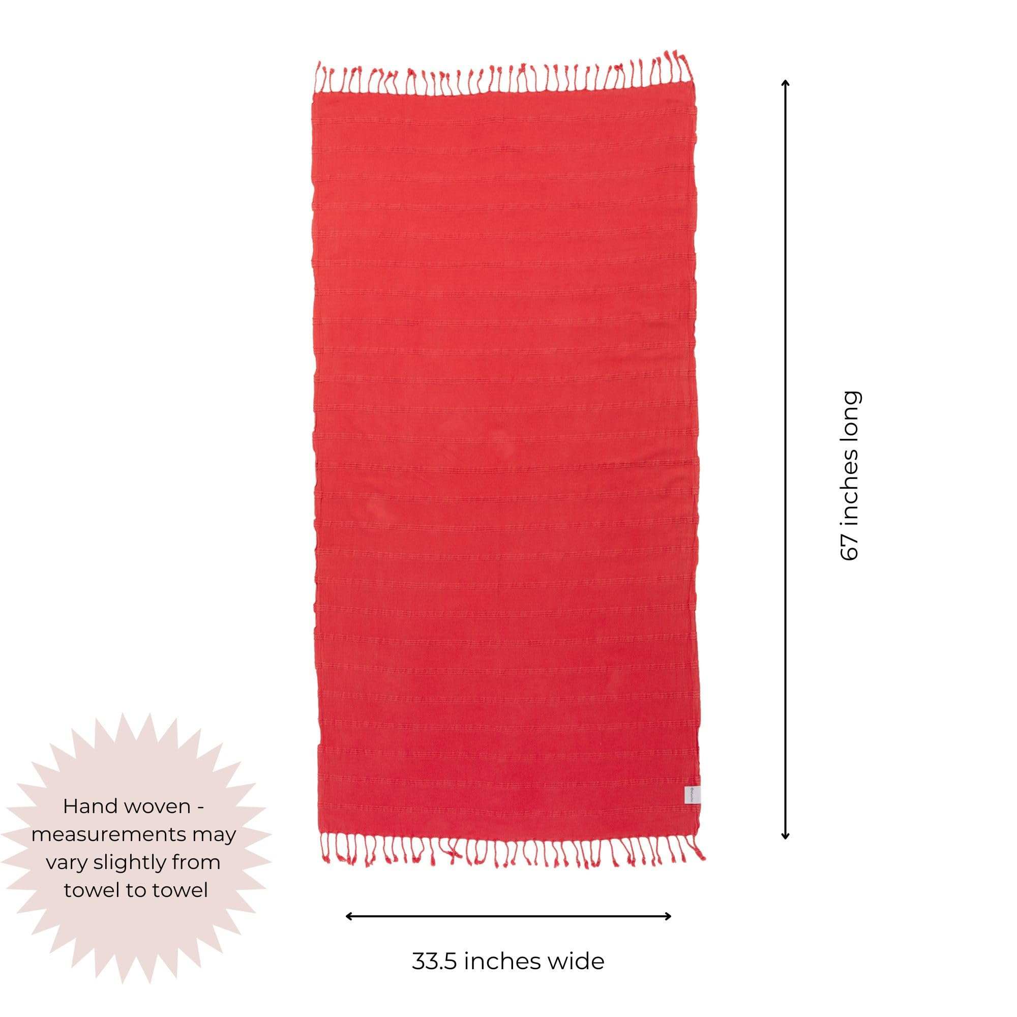 InfuseZen Stonewashed Turkish Bath & Beach Towel –100% Organic Turkish Cotton - Soft, Lightweight, Absorbent - Quick Dry, Sand Free - Swim, Pool, Shower, Travel - Peshtemal, Hammam Spa Towel - Coral