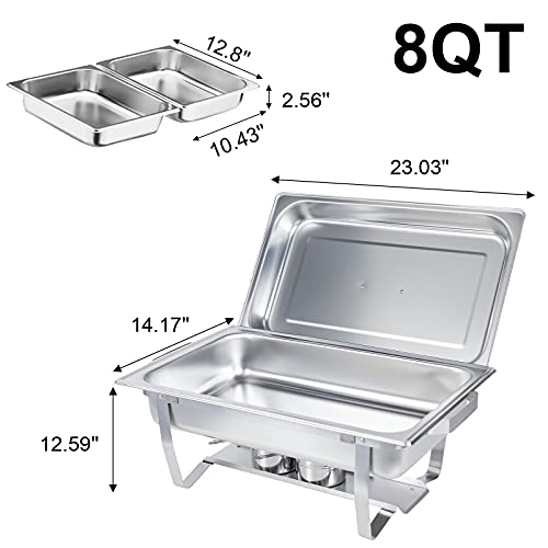Valgus 2-Pack 8QT Stainless Steel Chafing Dish Buffet Chafer Set with Foldable Frame Water Trays, 2 Full Size, 4 Half Food Pans for Wedding, Parties, Banquet, Catering Events