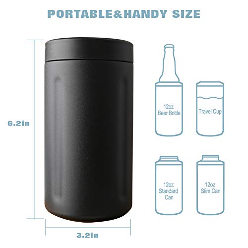 Aokpsrt Insulated 12oz Can Cooler 4 in 1 Slim Beer Can Cooler Double-walled Stainless Steel Beer Holder Suitable for Slim & Short Cans,Beer Bottles & As Drink Cup