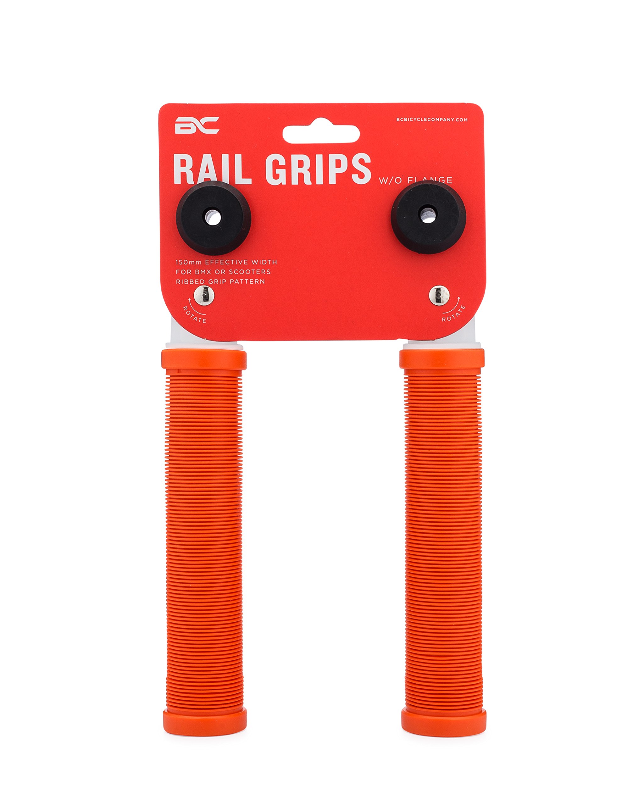 25NINE Ronin Grip Without Flange - Flangeless BMX Bike and Scooter Handlebar Grips with End Plugs - Orange