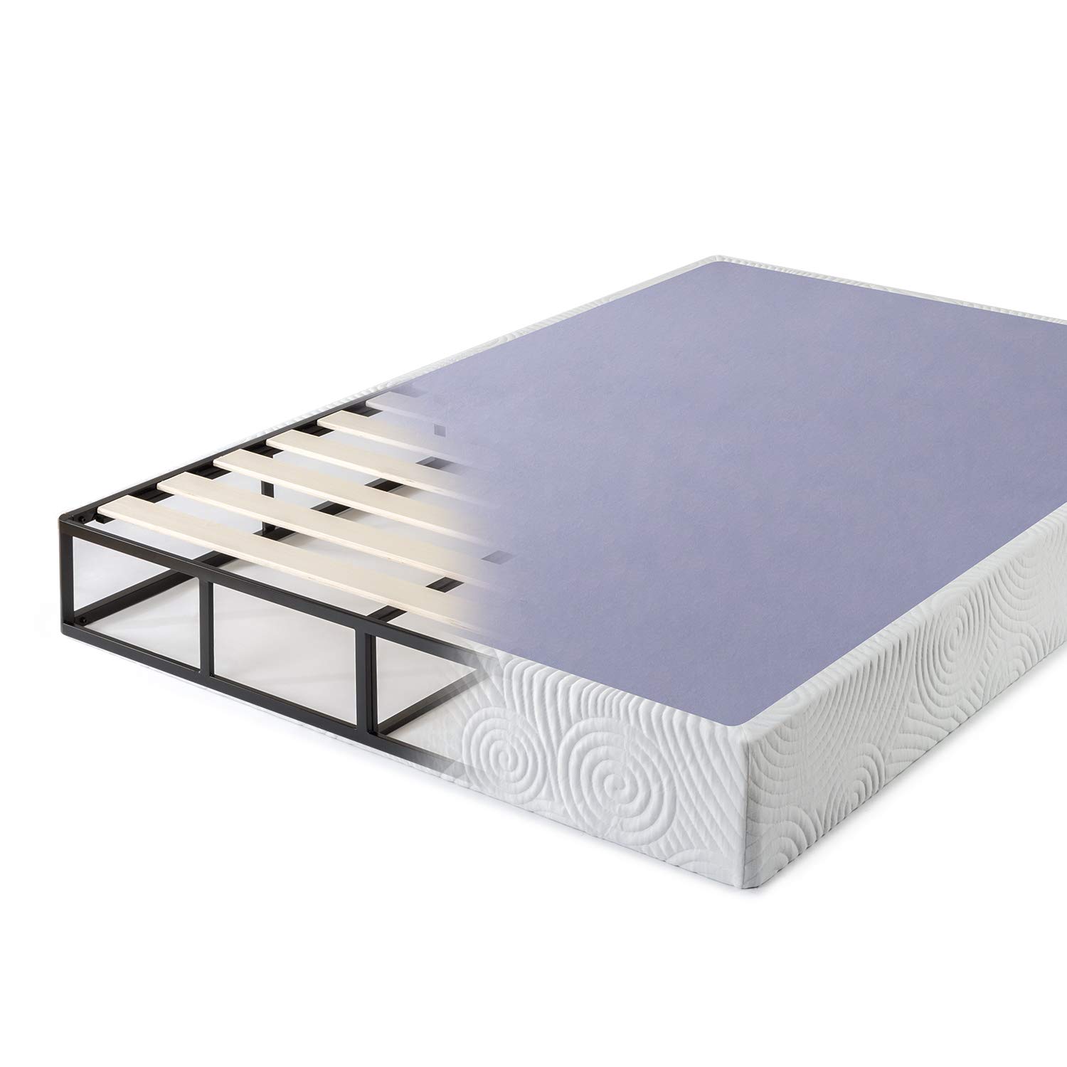 ZINUS Metal Box Spring with Wood Slats, 9 Inch Mattress Foundation, Sturdy Steel Structure, Easy Assembly, California King