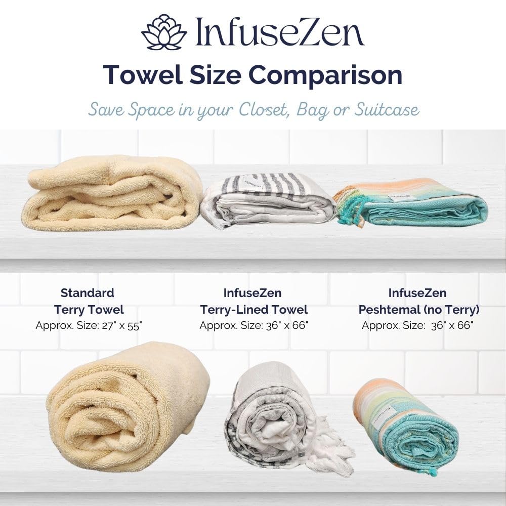 InfuseZen Stonewashed Turkish Bath & Beach Towel –100% Organic Turkish Cotton - Soft, Lightweight, Absorbent - Quick Dry, Sand Free - Swim, Pool, Shower, Travel - Peshtemal, Hammam Spa Towel - Coral